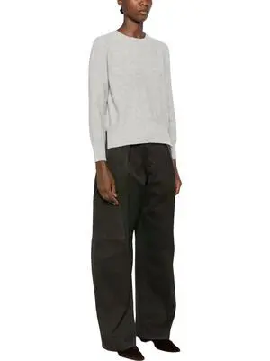 PANICALE Sequin-embellished Side-slit Sweater - Grey