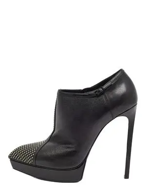 Saint Laurent Janis Studded Leather Ankle Boots - Black