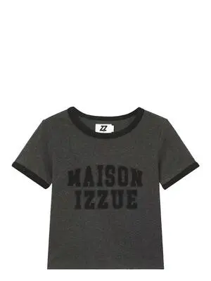 Izzue Maison Logo Print Ringer T-shirt - Grey
