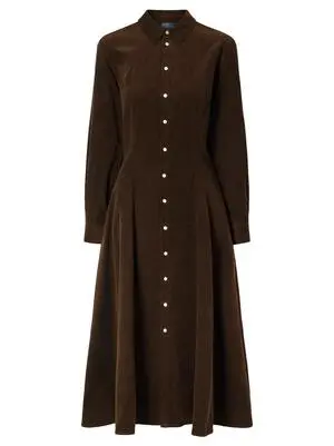 Polo Ralph Lauren Cotton Corduroy Midi Shirt Dress - Brown