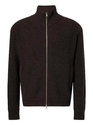 SONG FOR THE MUTE Wool-blend Funnel-neck Zip-up Cardigan - Brown