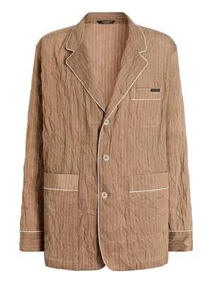 Dolce & Gabbana Crinkled Striped Fabric Shirt-style Vanity Robe Shirts - Multicolor