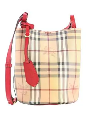 Burberry Haymarket Coated Canvas Small Bucket Bag - Red