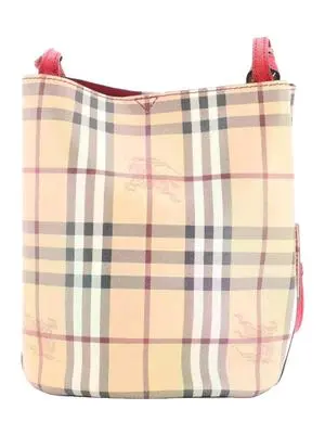 Burberry Haymarket Coated Canvas Small Bucket Bag - Red