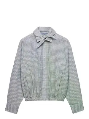 Prada Madras Check Cotton Shirt With Scarf Detail - Blue