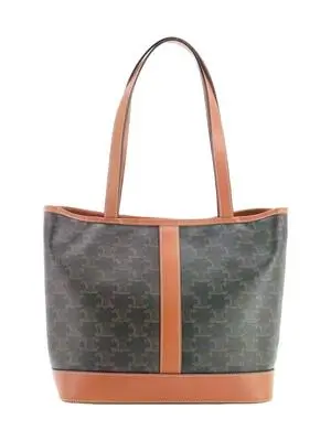 Celine Cabas Tote Triomphe Coated Canvas Shoulder Bag - Brown