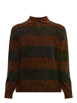 Etro Paisley-pattern Striped Polo Sweater - Brown