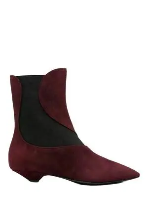 SERGIO ROSSI Pointed-toe Panelled Ankle Boots - Red