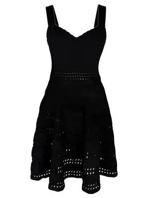 Maje Pointelle V-neck A-line Dress - Black