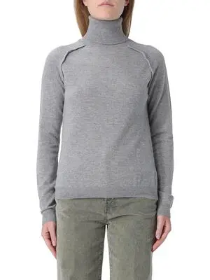 DONDUP Long-sleeved Wool Turtleneck Sweater With Ribbed Hems - Grey
