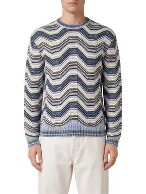 Missoni Zig-zag Wool Blend Slim Fit Crewneck Sweater - Multicolor