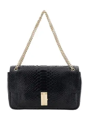 TOM FORD Python-print Calfskin Shoulder Bag With Chain Handle - Black