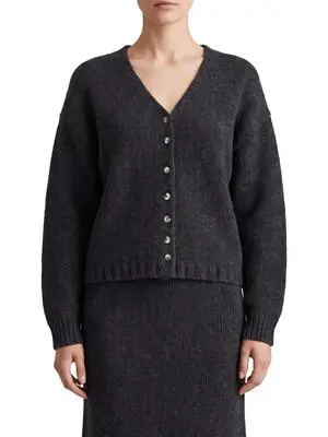 Khaite Deep V-neck Pure Cashmere Cardigan Black