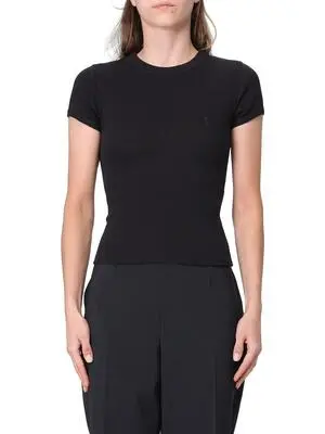 Saint Laurent Slim Fit Cotton T-shirt With Monogram - Black