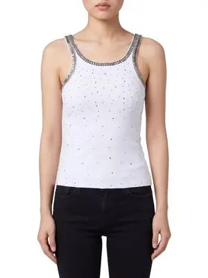 Pinko Rhinestone Embellished Off-the-shoulder Top - White