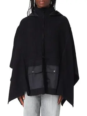 TWINSET Short Jersey Cape With Hood And Waist Drawstring - Black