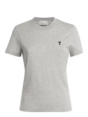AMI Paris Cotton De Coeur T-shirt - Grey