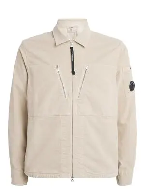 C.P. COMPANY Corduroy Lens Zip-up Overshirt - Silver