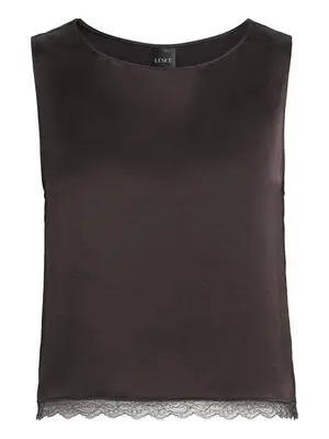 LESET Lace-trim Barb Tank Top - Brown