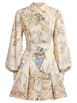 Camilla Stretch-cotton Midsummer Masterpiece Mini Shirt Dress - Neutral