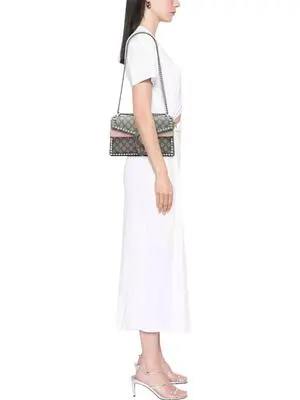 Gucci Gg Supreme Crystal Dionysus Shoulder Bag - Neutrals