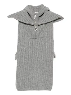Sportmax Ribbed Knit Hooded Vest - Grey