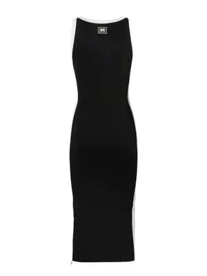 Elisabetta Franchi Rib Knit Sweetheart Neck Sleeveless Dress - Black