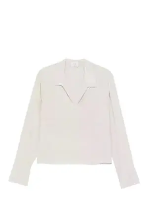 ALYSI Spread Collar V-neck Blouse - Neutrals