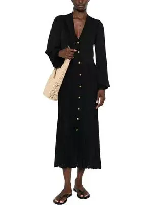 TWINSET Ribbed-knit Button-down Midi Dress - Black