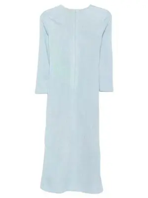 Versace Ribbed Knit Round Neck Dress - Blue