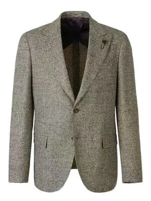 LARDINI Houndstooth Single-breasted Blazer - Neutrals