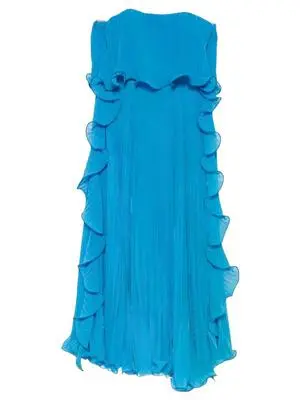 SIMONA CORSELLINI Pleated Ruffled Midi Dress - Blue
