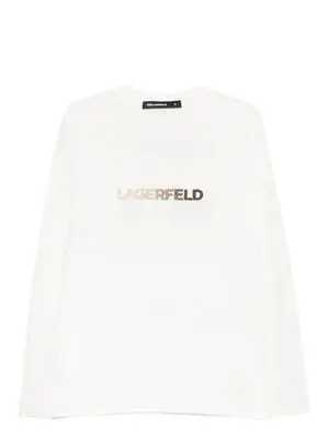 Karl Lagerfeld Logo-print Long-sleeve T-shirt - Neutrals