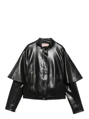 TWINSET Faux-leather Cape Jacket - Black