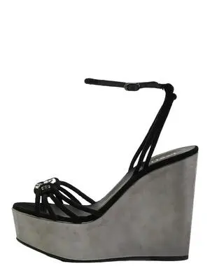 LE SILLA Embellished Wedge Sandals - Black