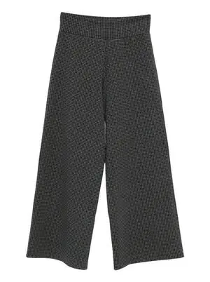 NIU Houndstooth Pattern Wide-leg Trousers - Grey