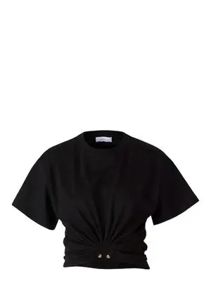 Rabanne T-shirt In Cotton With Signature Piercing Detail - Black