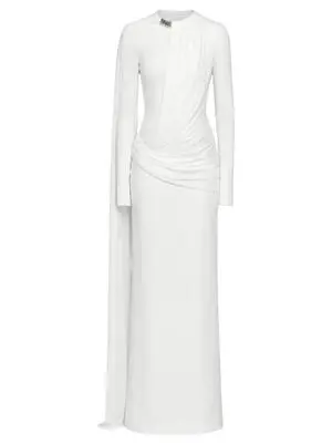 CHATS BY C.DAM Nilah Draped Embellished Maxi Dress - White