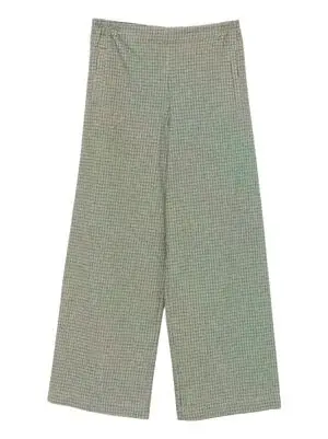 NIU Check-pattern Elasticated-waist Trousers - Green