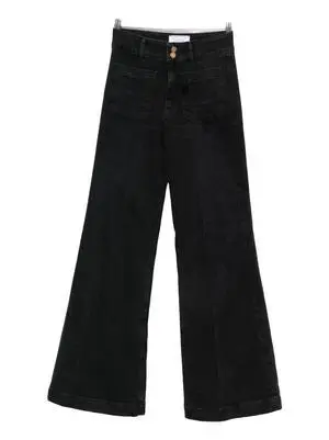 Seafarer Patch-pocket Wide-leg Jeans - Black