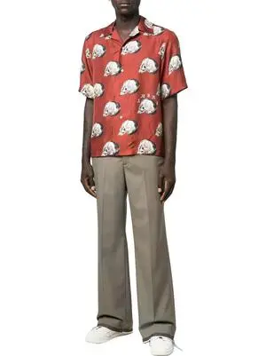 Amiri Skull-print Silk Shirt - Red