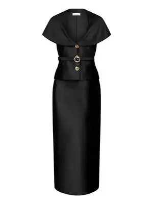 VIOLANTE NESSI Manuela Belted Midi Dress - Black
