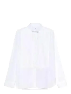 TRUZZI Pleated-bib Wing-collar Shirt - Black