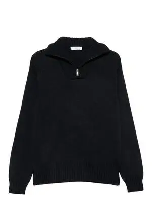 DANIELE FIESOLI Quarter-zip Ribbed Knit Sweater - Blue