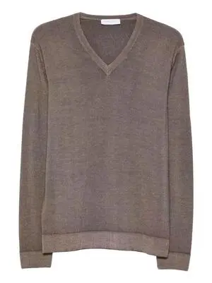 DANIELE FIESOLI Long-sleeve V-neck Sweater - Brown