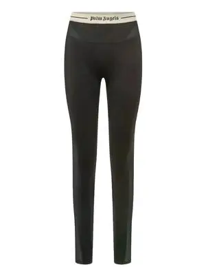 Palm Angels Logo-waistband Mesh-panel Leggings - Black