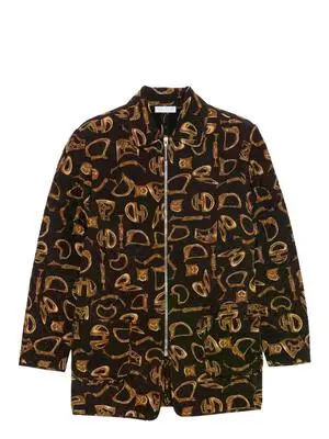 Celine 2000s Quilted Logo-print Coat - Brown