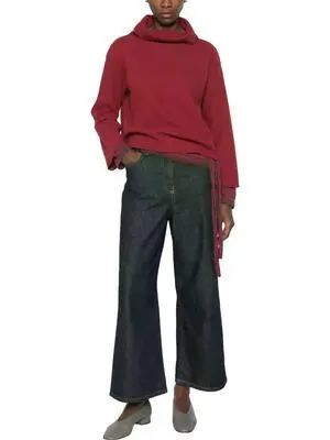 NIU Roll-neck Drop-shoulder Sweater - Red