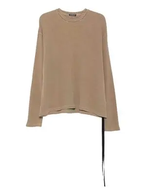 ANN DEMEULEMEESTER Graphic Print Waffle-knit Sweater - Neutrals