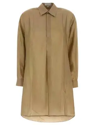 THE ROSE IBIZA Reynal Silk Shirt Mini Dress - Neutrals